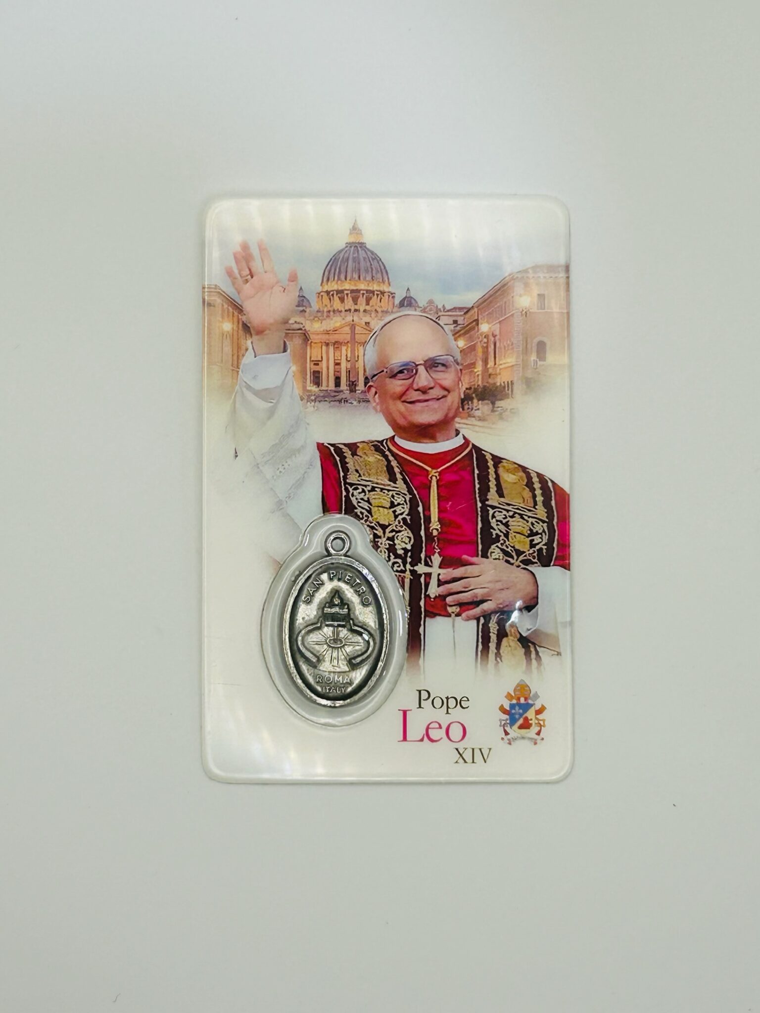 Pope Leo XIV Holy Card With Medal - Padre Pio Foundation of America